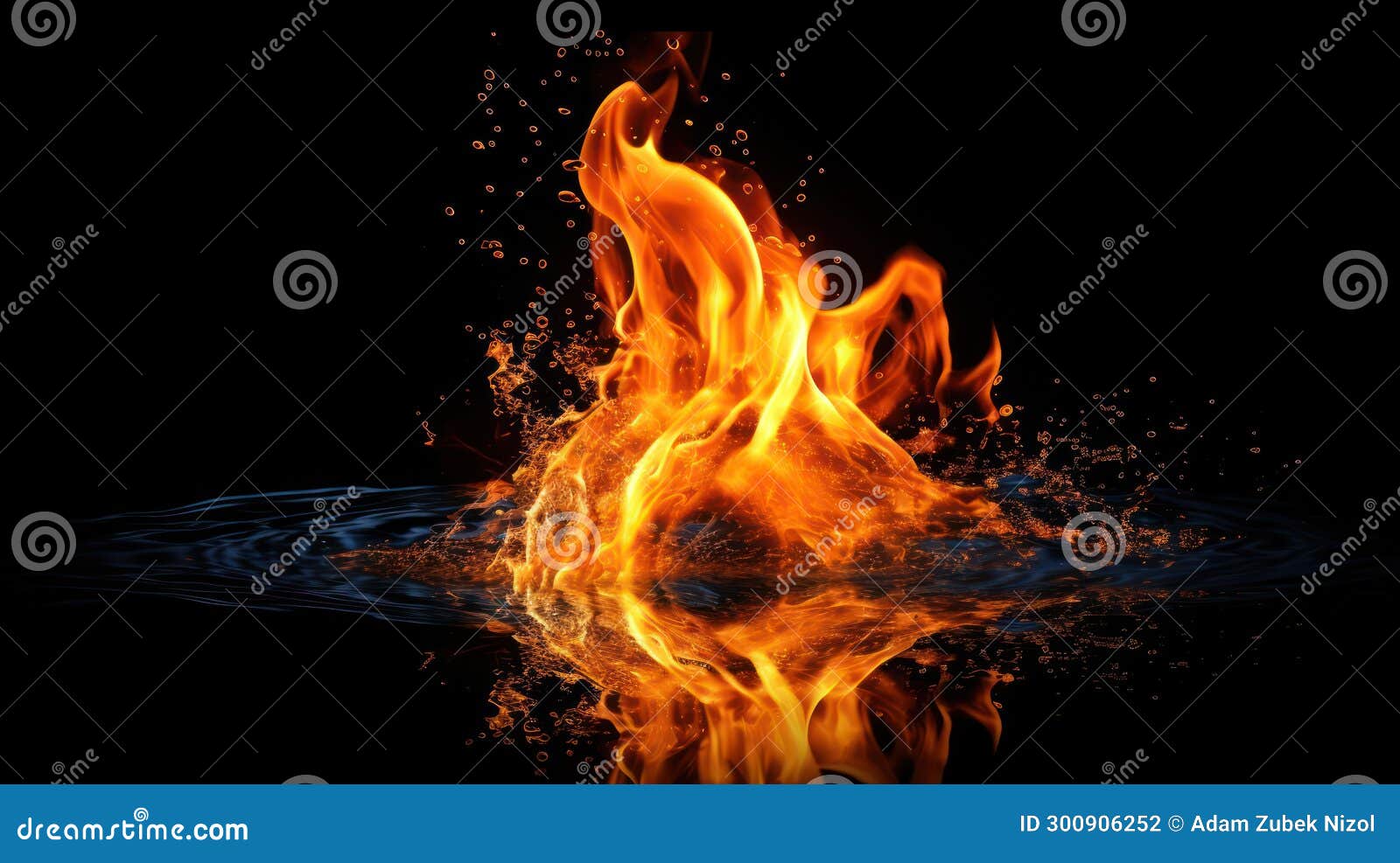 A Fire on Water with Bubbles Stock Illustration - Illustration of ...