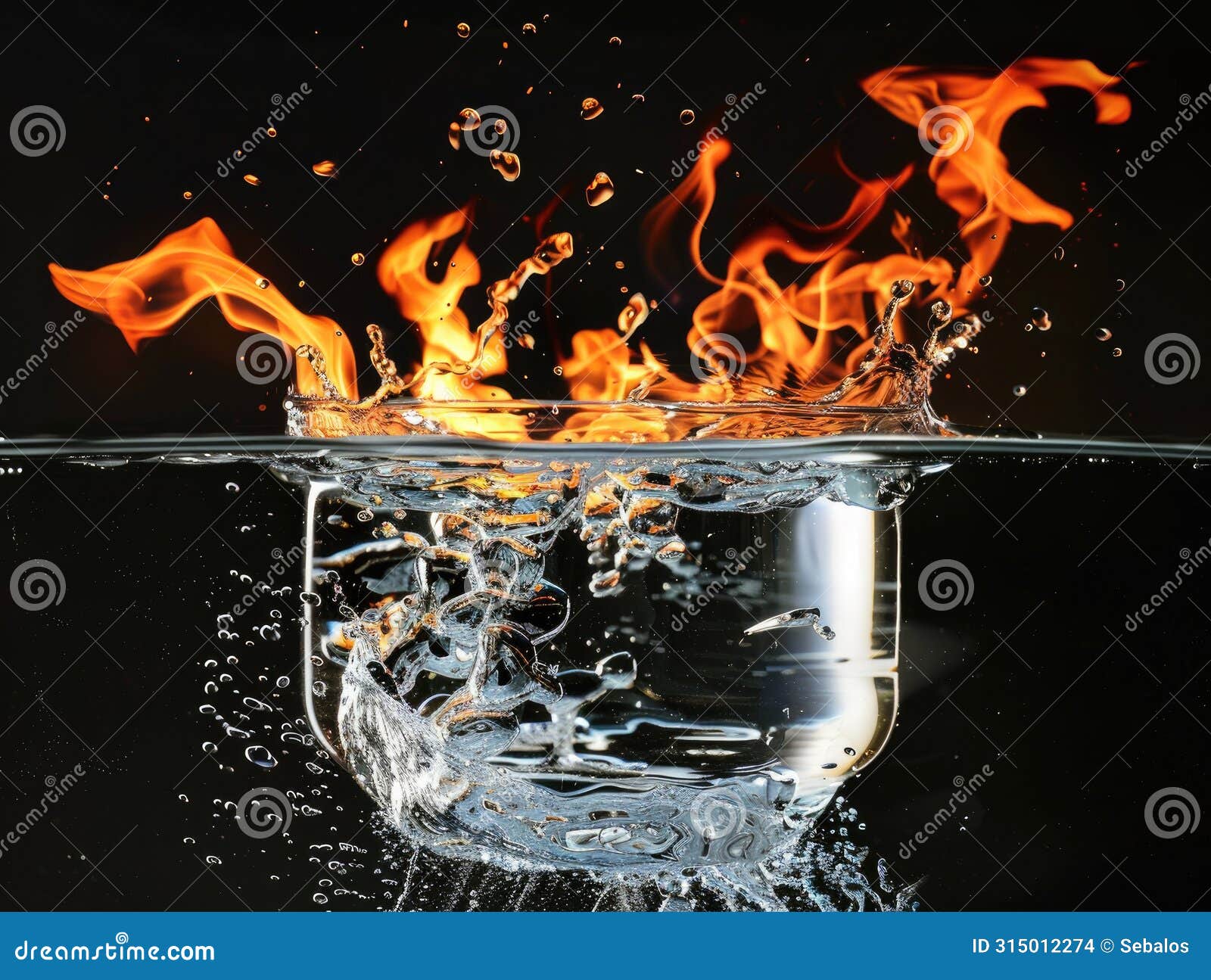 Fire and Water Clash in a Mesmerizing Dance Stock Illustration ...