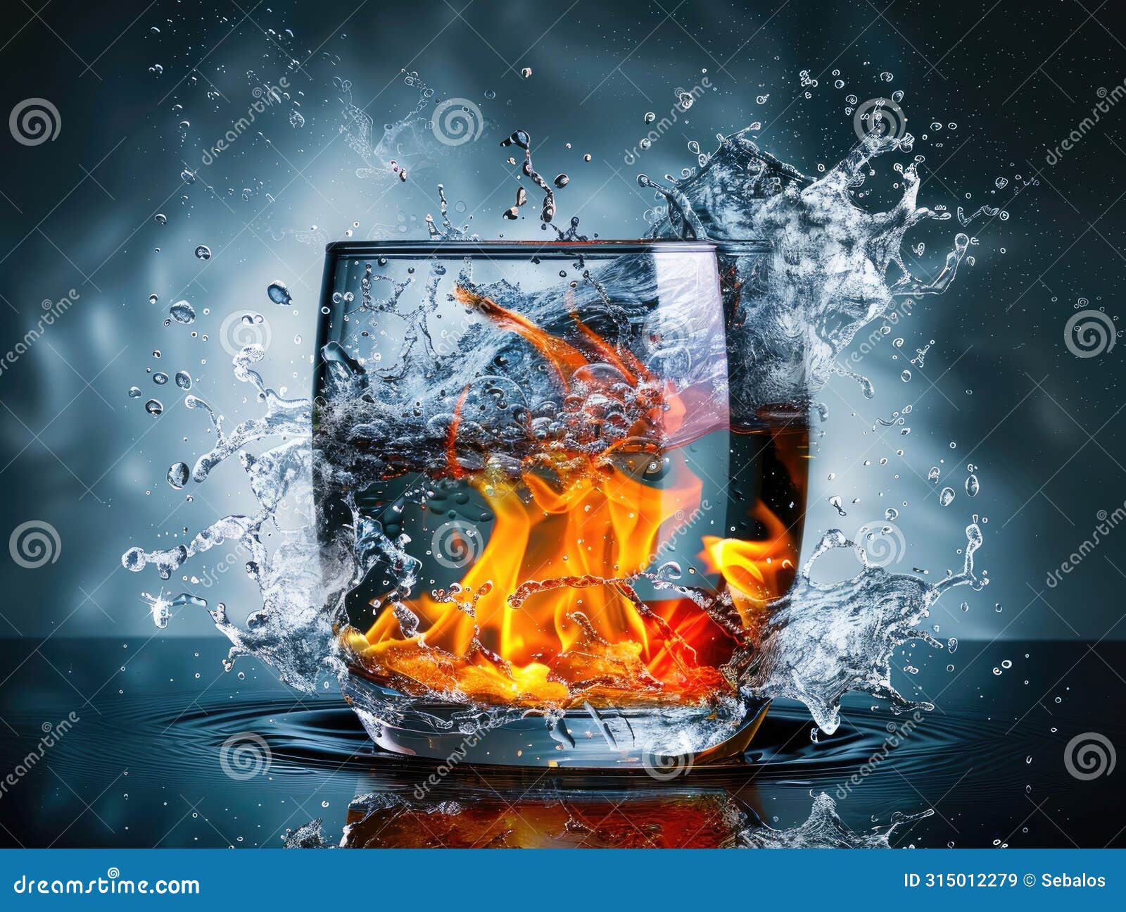 Fire and Water Clash in a Mesmerizing Dance Stock Illustration ...