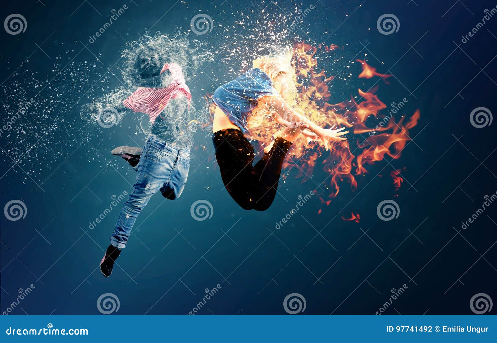 Fire and water collide stock photo. Image of fight, opposed - 97741492