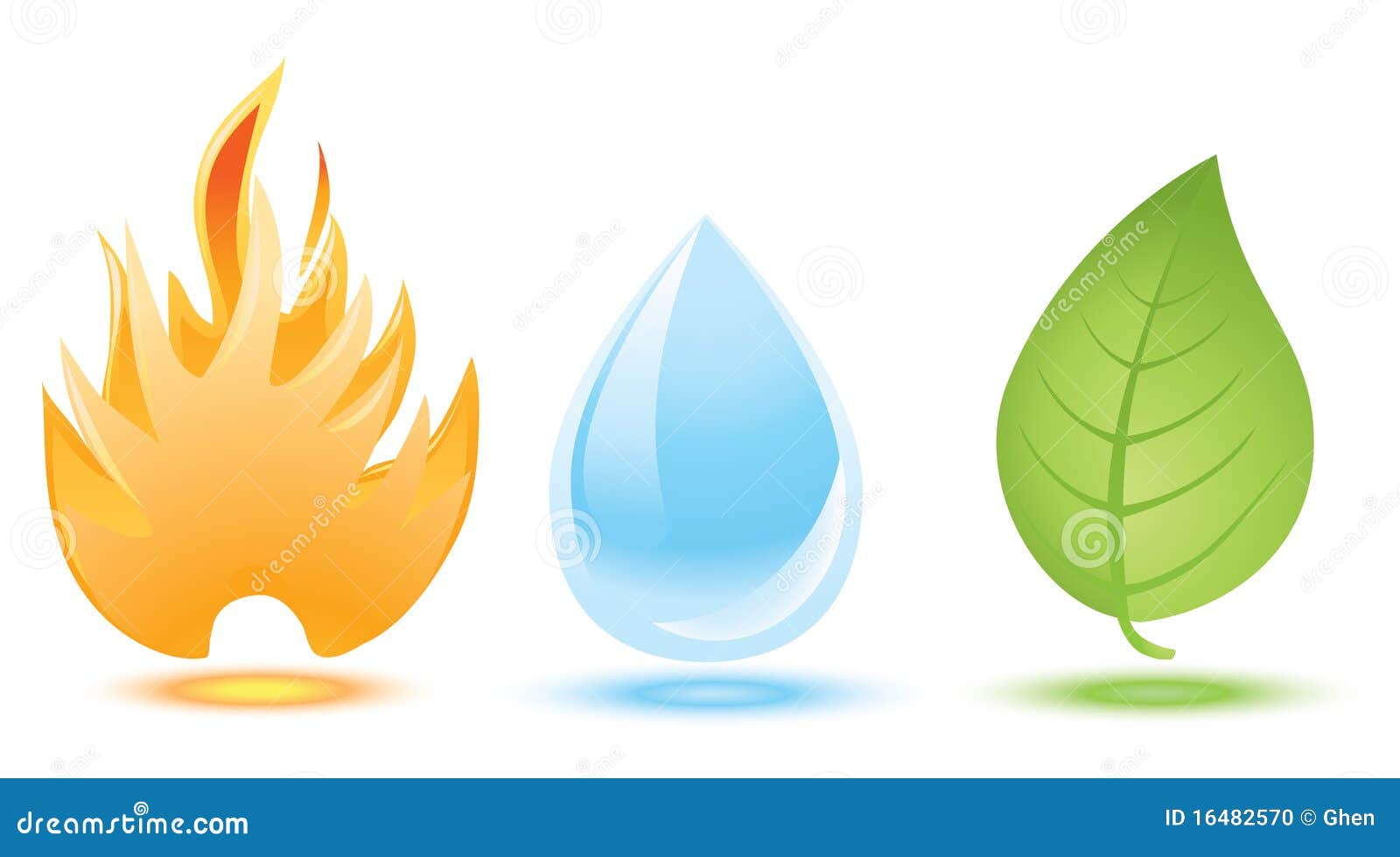 Fire, Water Drop and Green Leaf Stock Vector - Illustration of element ...