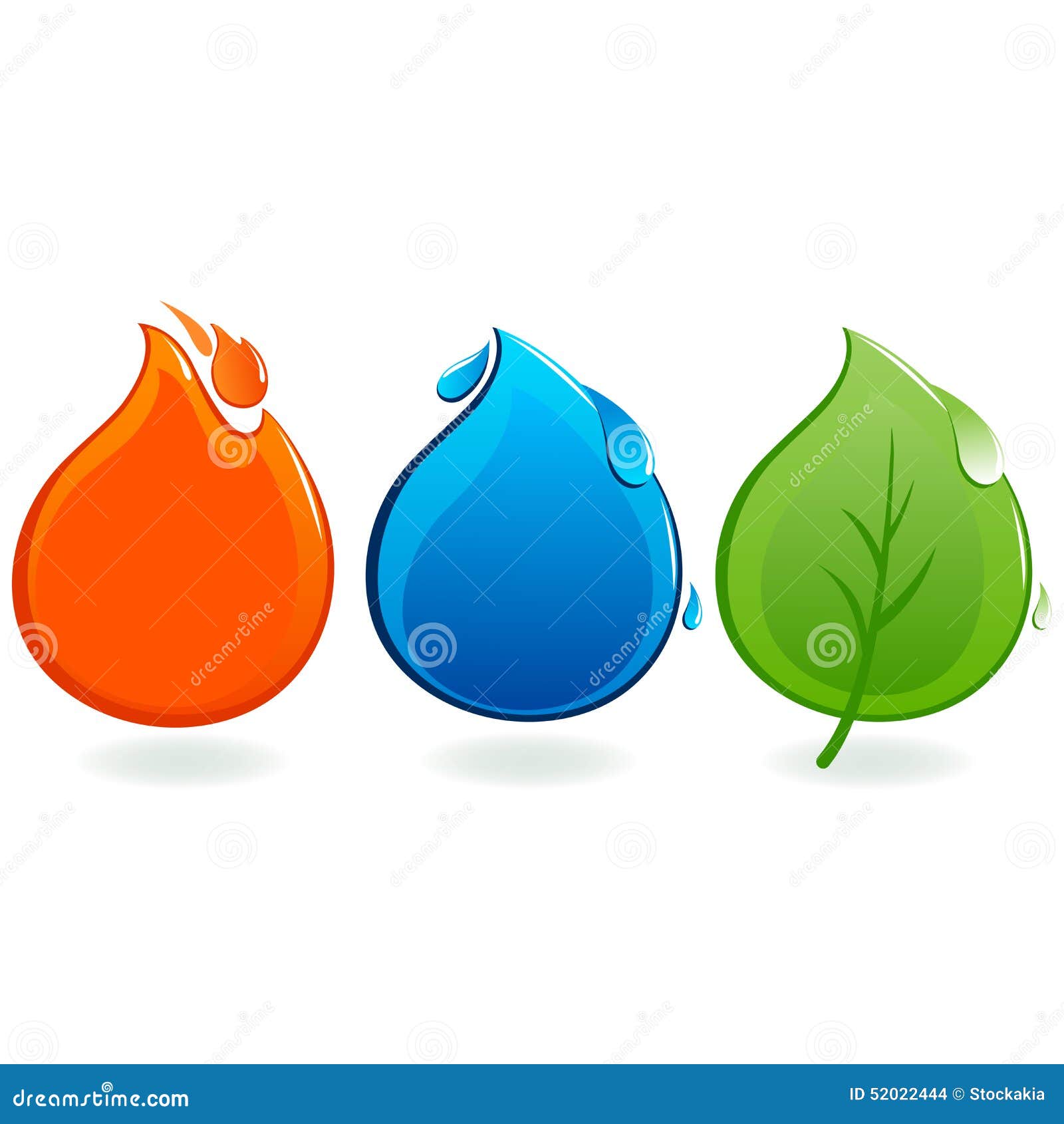 Fire, Water Drop and Leaf Icons. Vector Illustration Stock Vector ...