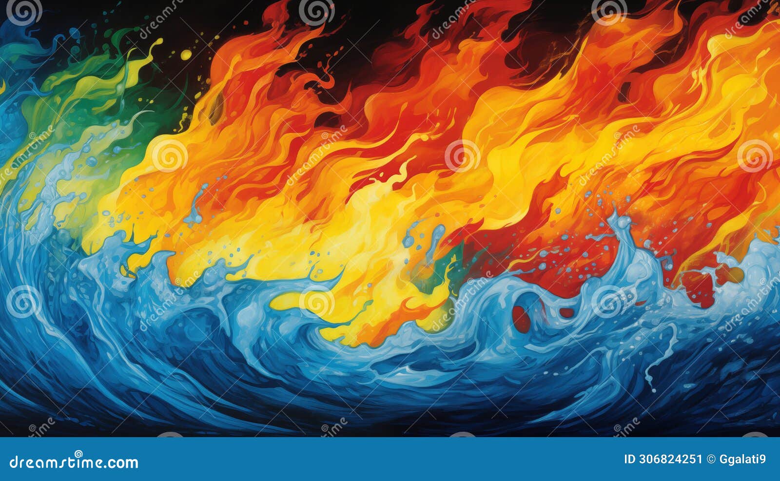Fire and Water Fighting Crashing in a Draw Inspired Wallpaper Stock ...