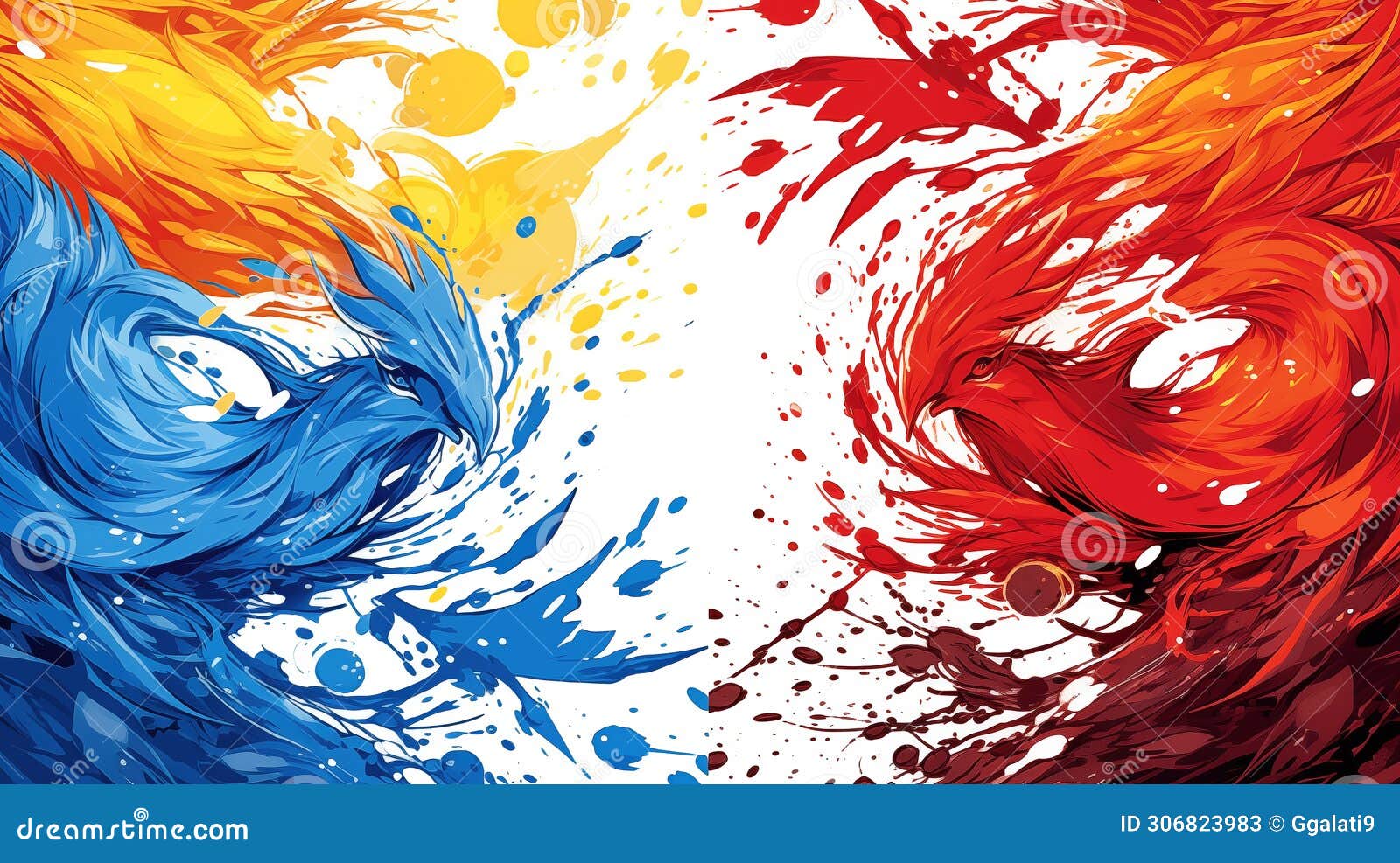 Fire and Water Fighting Crashing in a Modern Abstract Wallpaper Design ...