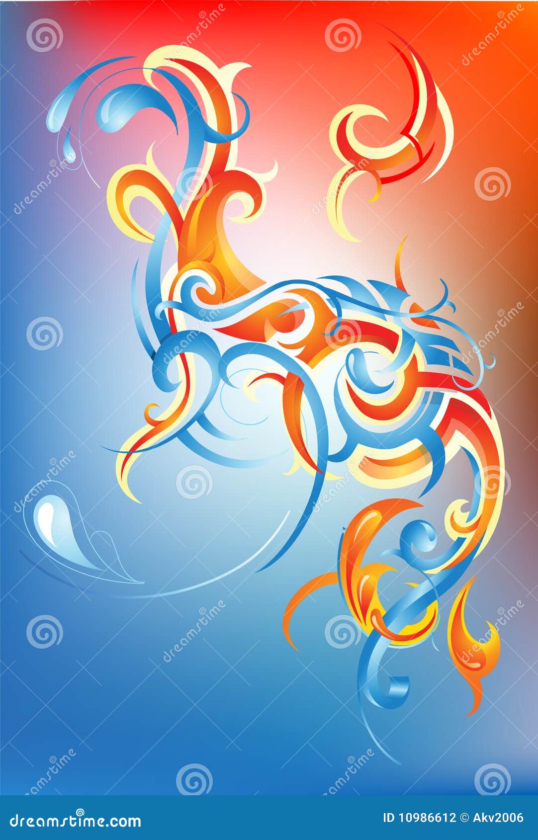 Fire and water fusion stock vector. Illustration of pattern - 10986612