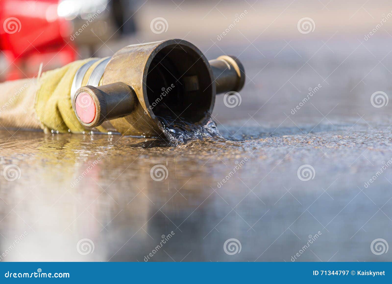 Fire Water Hose Connector on the Ground Stock Image - Image of gear ...