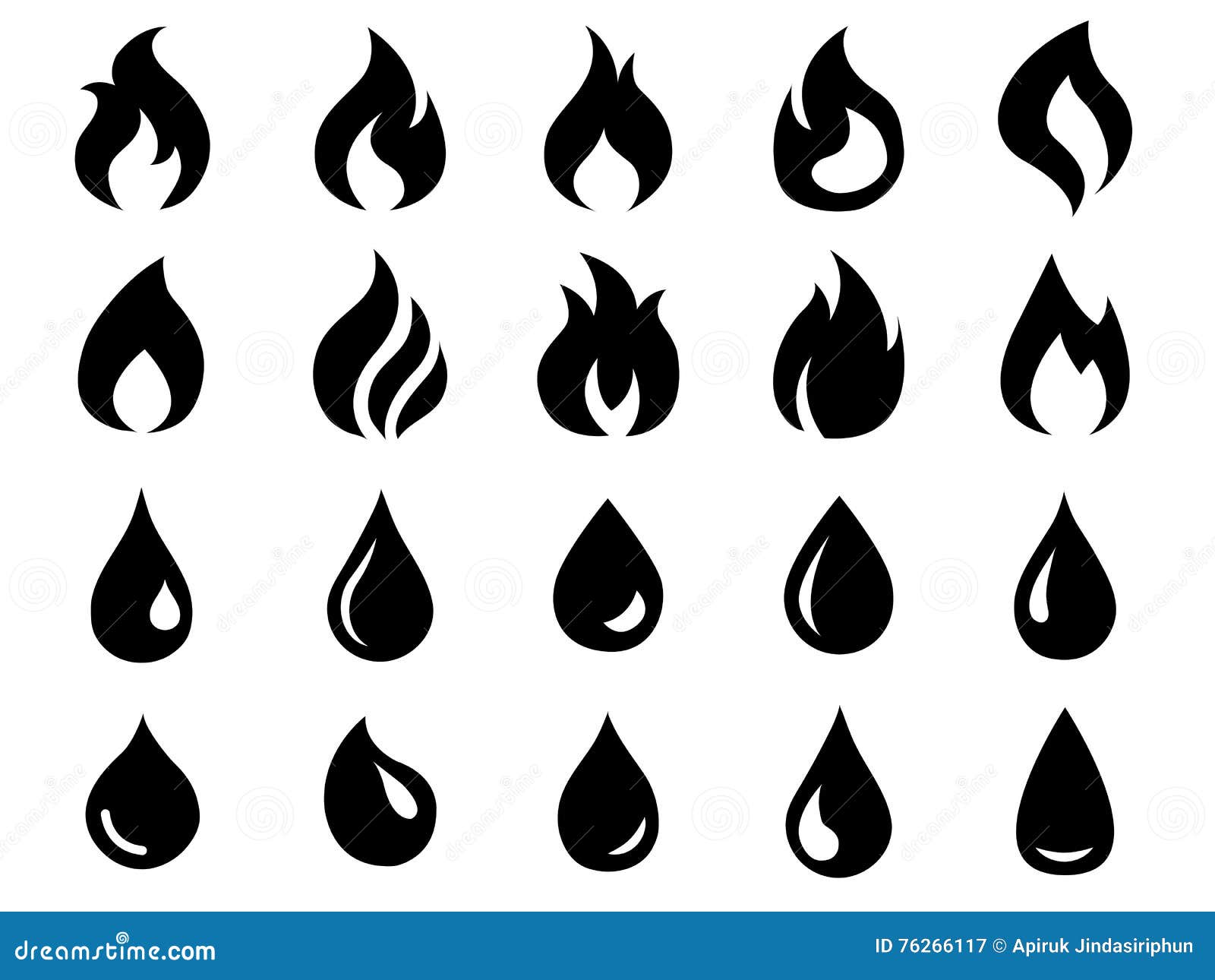 Fire and water icons set stock vector. Illustration of bright - 76266117