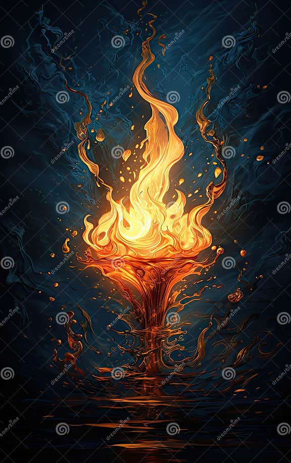 Fire on Water Illustration Generated by AI Stock Illustration ...
