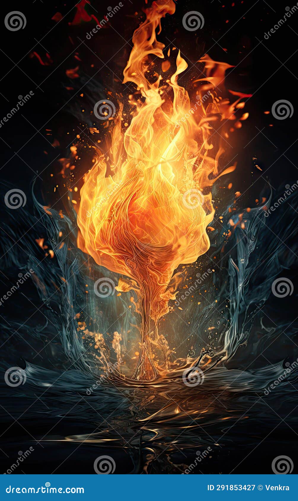 Fire on Water Illustration Generated by AI Stock Illustration ...