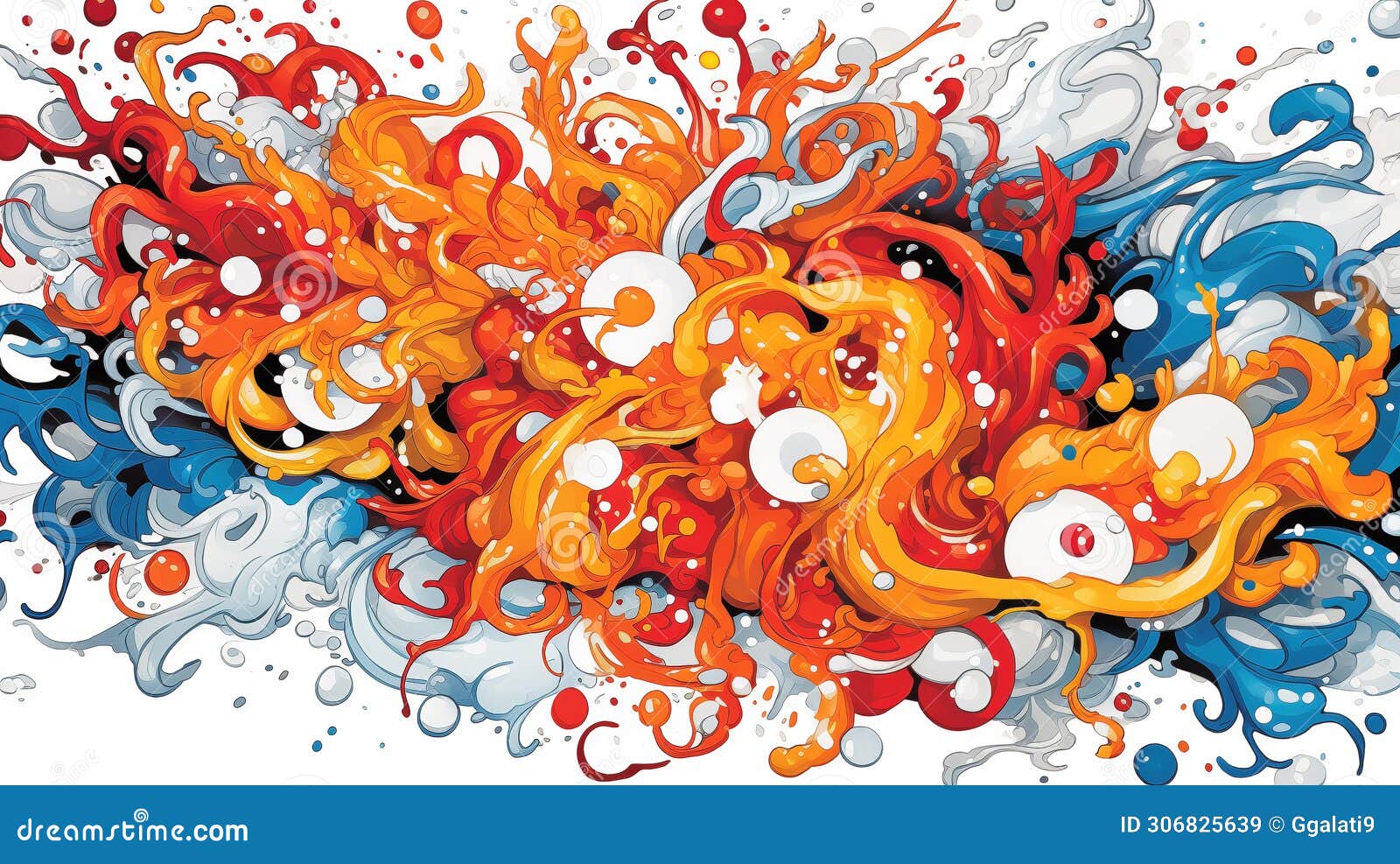 Fire and Water Inspired Wallpaper Artwork, Modern Creative Wave Design ...