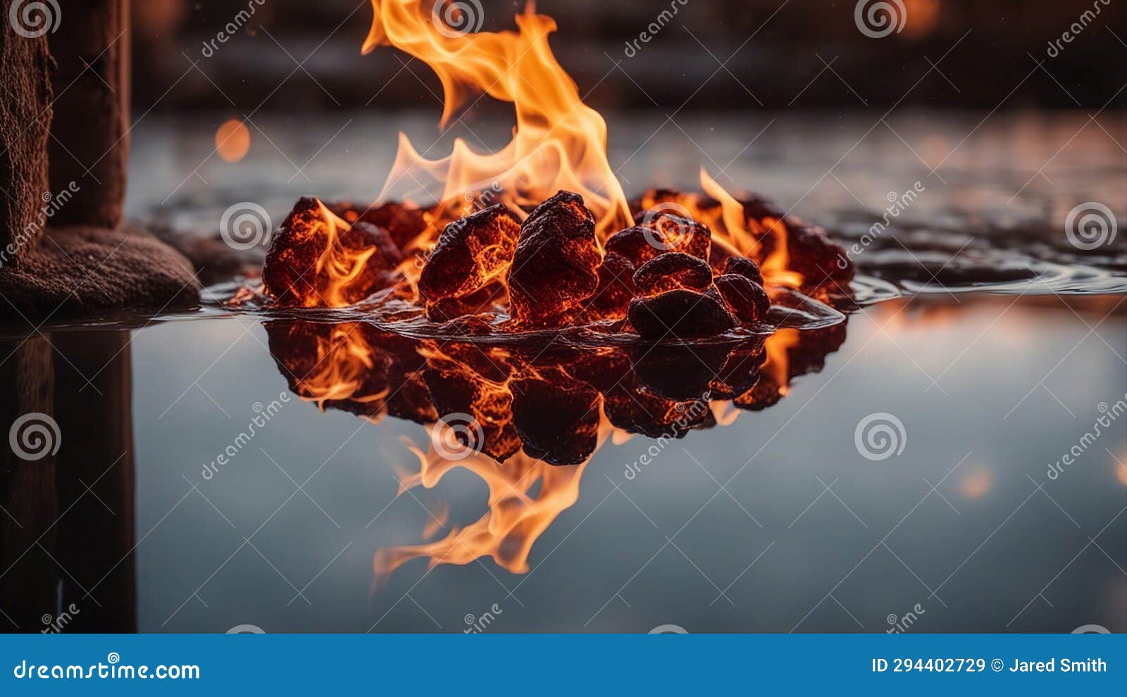 Fire on the Water, a Paradoxical Scene of Fire and Water, with a ...