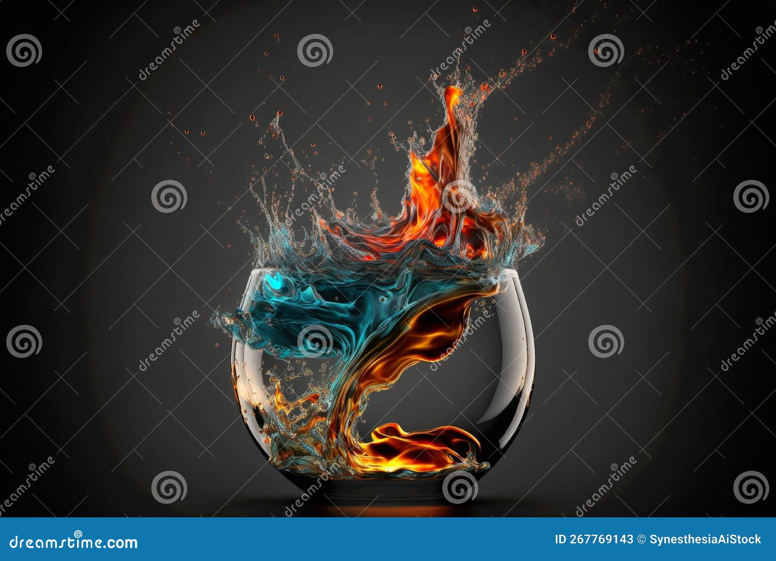 Fire and Water Splash. Dynamic Concept of Two Opposite Elements. Flame ...