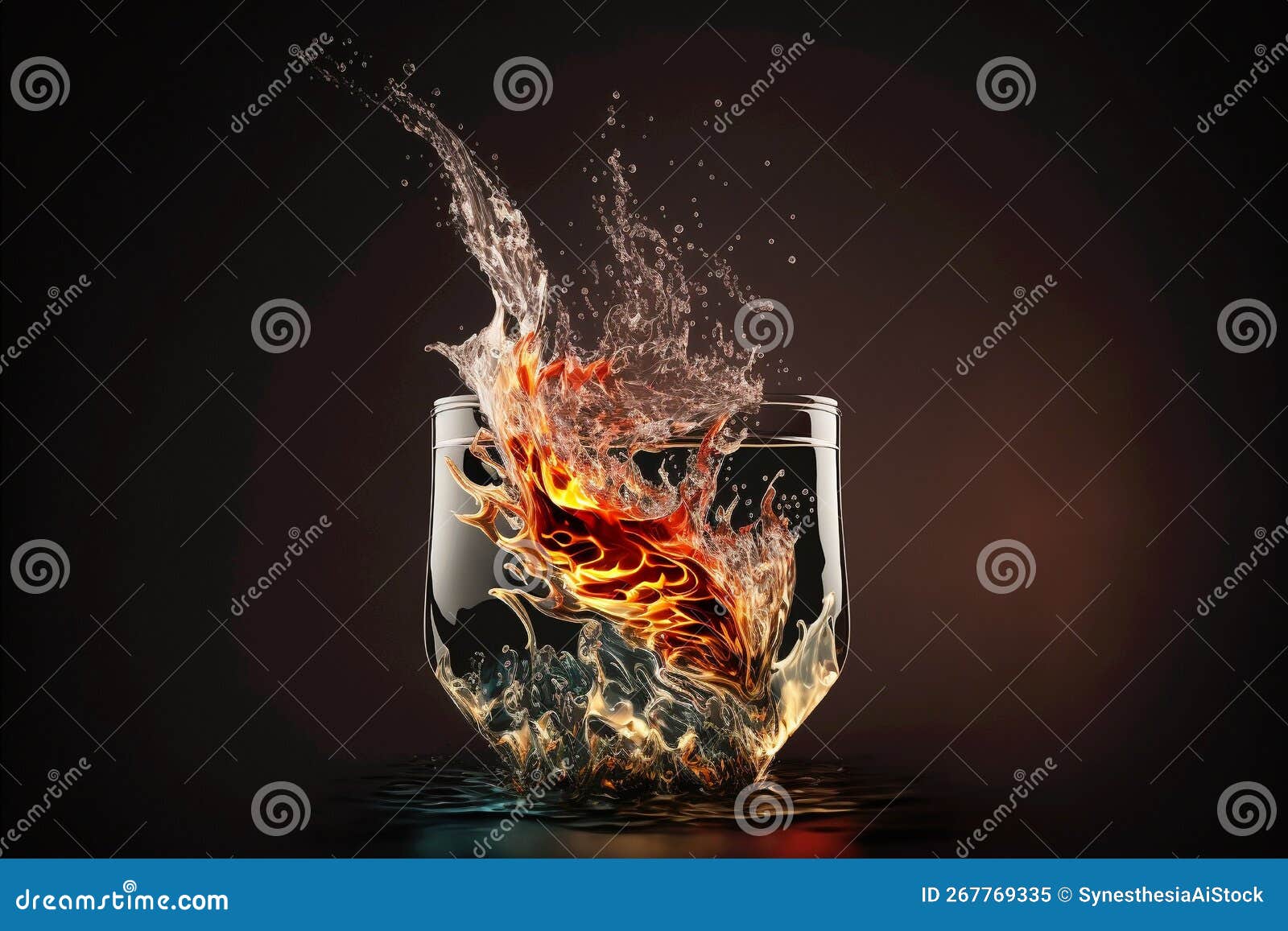 Fire and Water Splash. Dynamic Concept of Two Opposite Elements. Flame ...