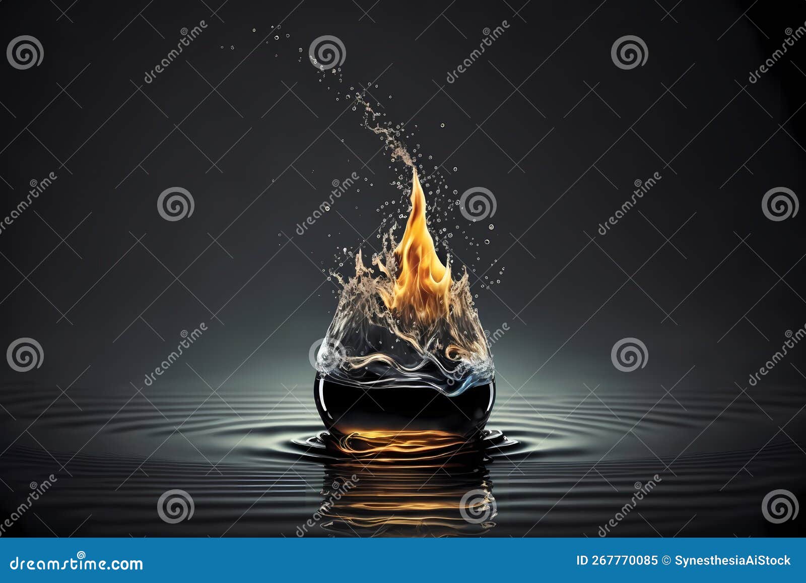 Fire and Water Splash. Dynamic Concept of Two Opposite Elements. Flame ...