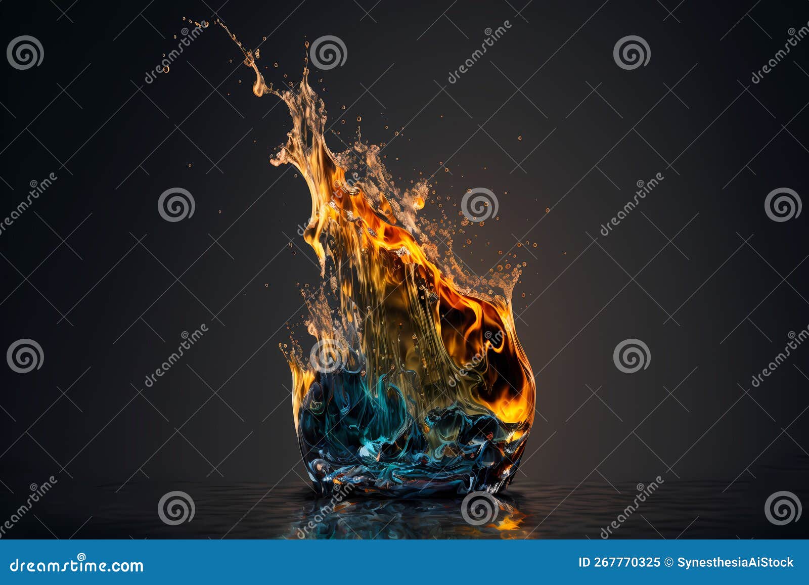 Fire and Water Splash. Dynamic Concept of Two Opposite Elements. Flame ...