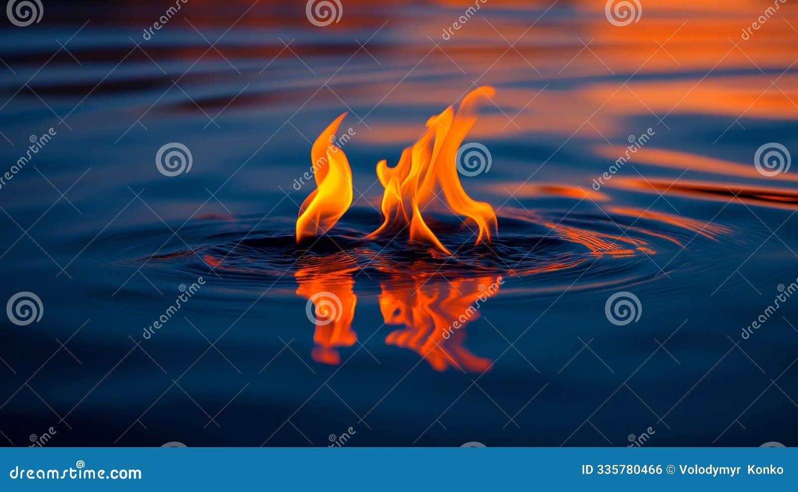 Fire on Water Surface at Sunset, Captivating Natural Phenomenon Concept ...