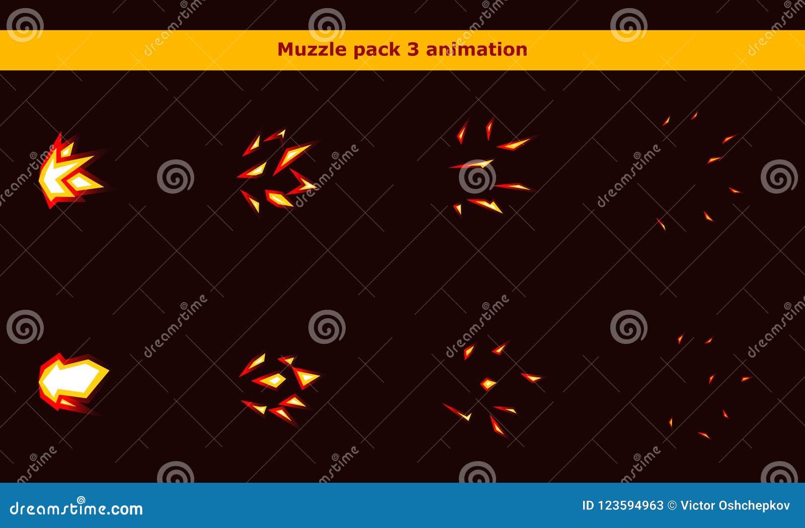 Fire Weapon Muzzle Animation Frames For Cartoon Game | CartoonDealer ...