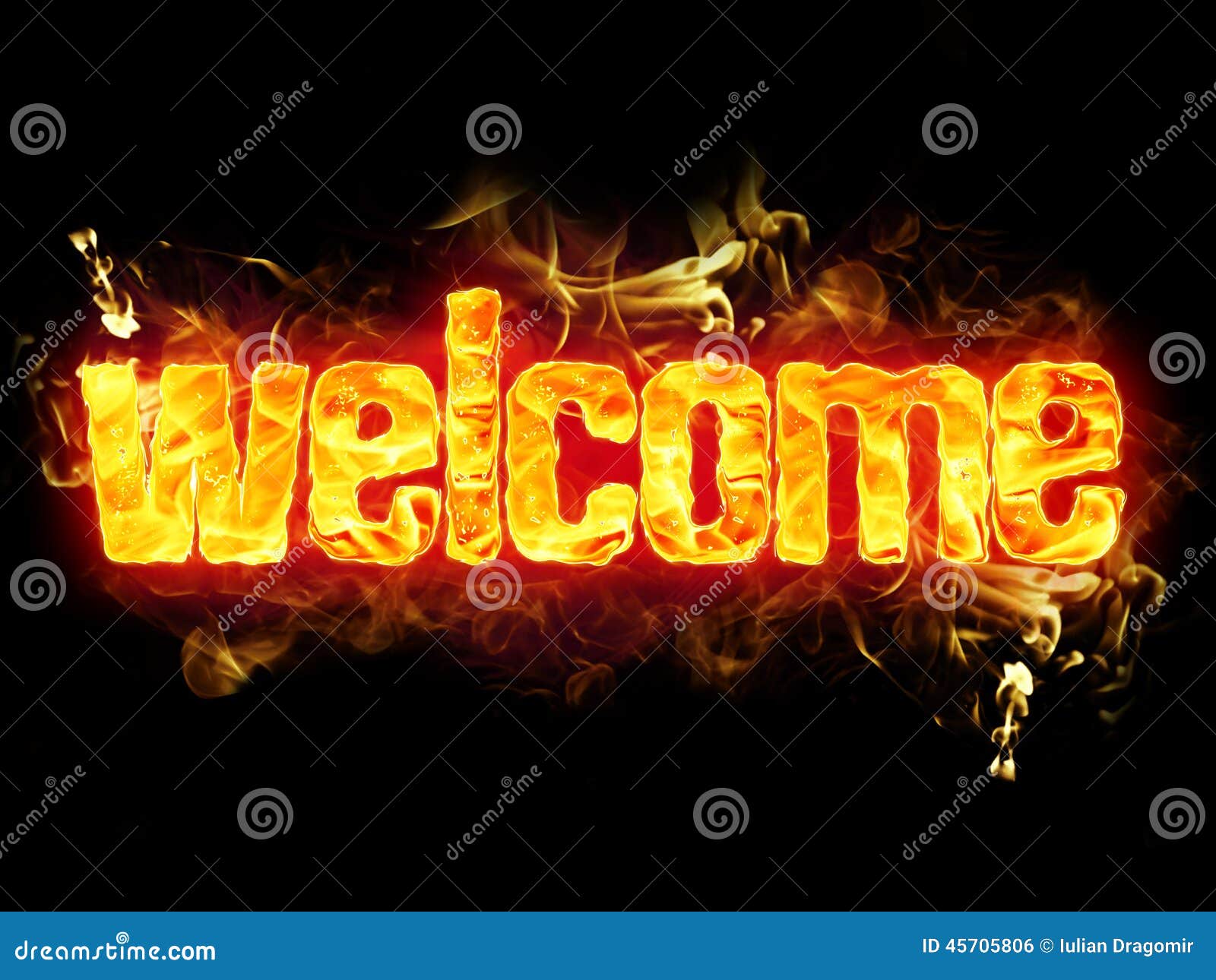 Fire Text Welcome stock illustration. Illustration of orange - 45705806