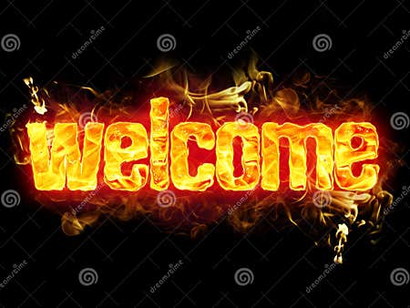 Fire Text Welcome stock illustration. Illustration of orange - 45705806
