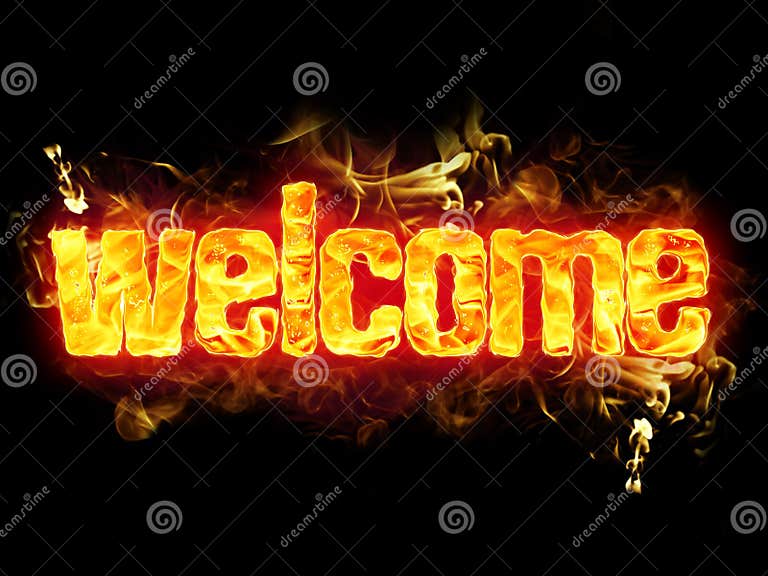 Fire Text Welcome stock illustration. Illustration of orange - 45705806