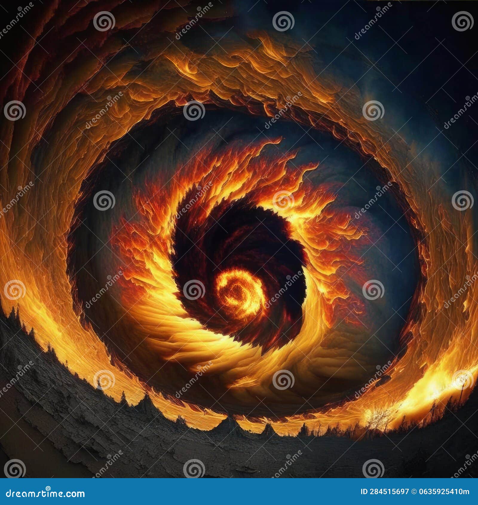 Fire whirl top view. stock illustration. Illustration of power - 284515697