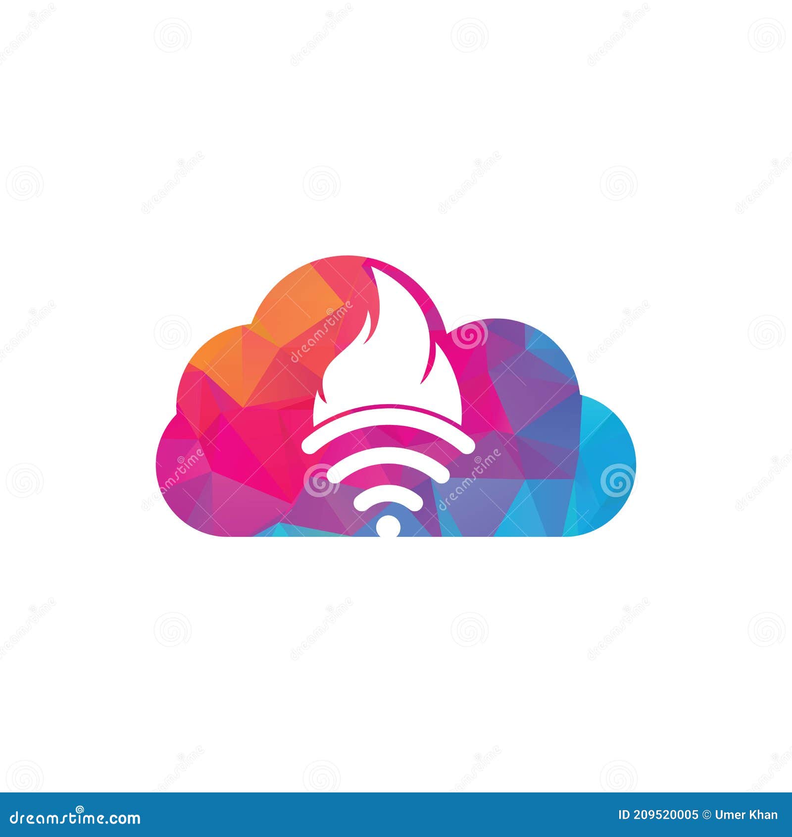 Fire Wifi Cloud Vector Logo Design. Stock Vector - Illustration of ...