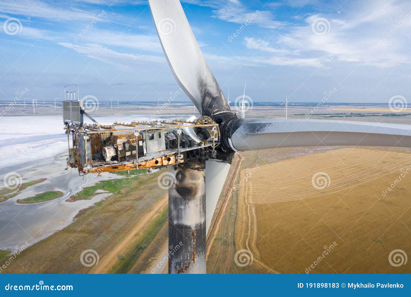 The Wind Farm Was Damaged by Lightning Stock Image - Image of britain ...