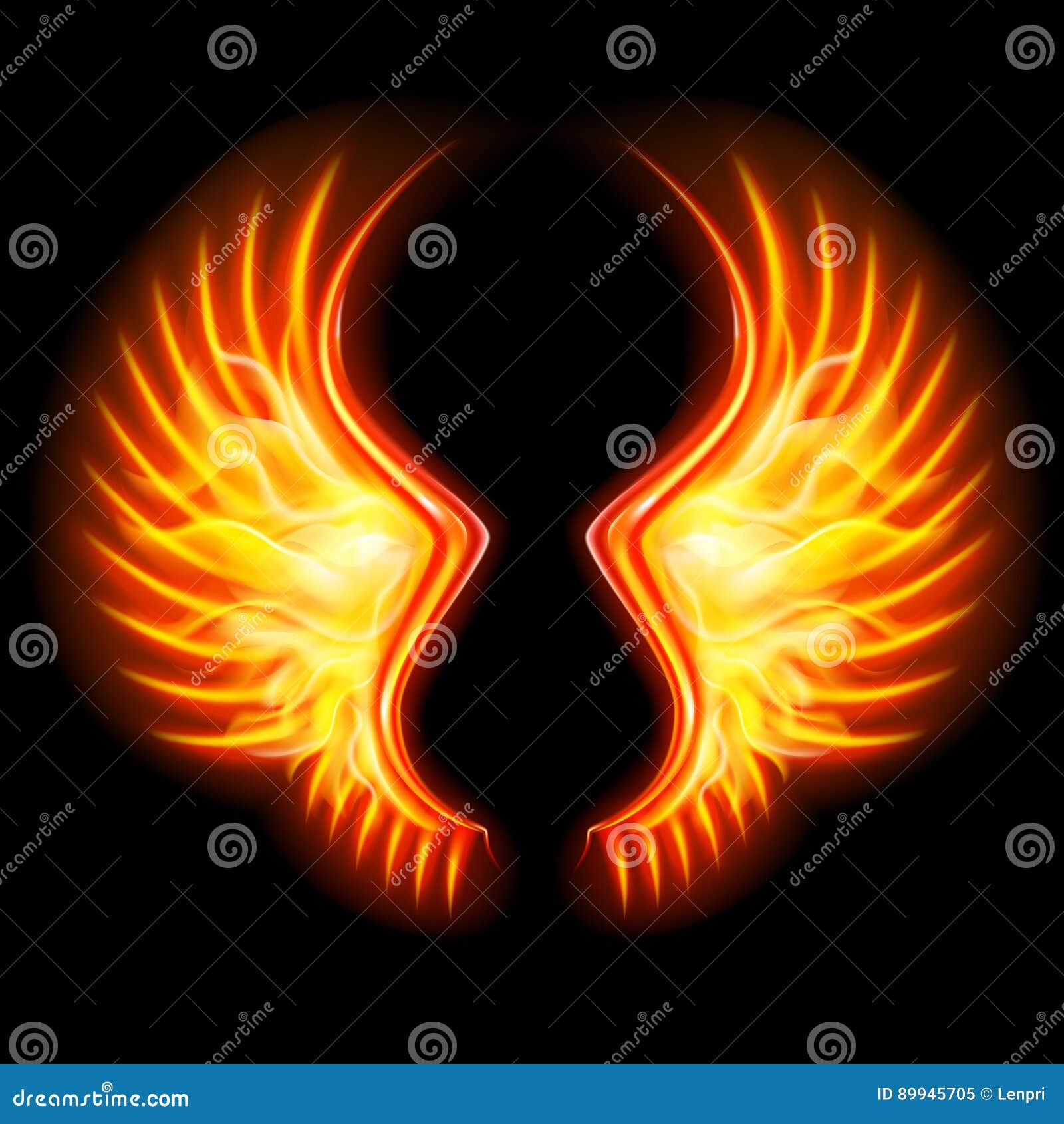 Fire Wings stock vector. Illustration of background, abstract - 89945705