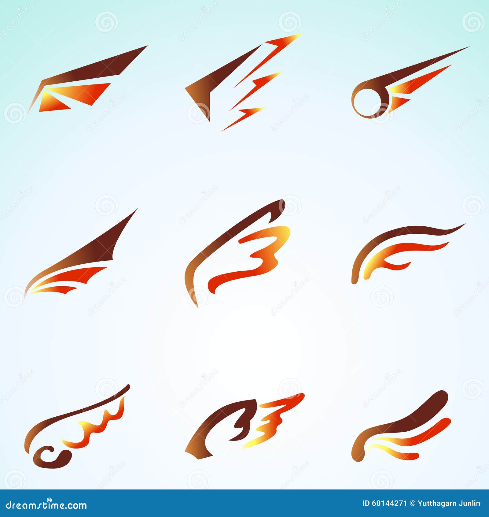 Fire Wings stock vector. Illustration of curve, golden - 60144271