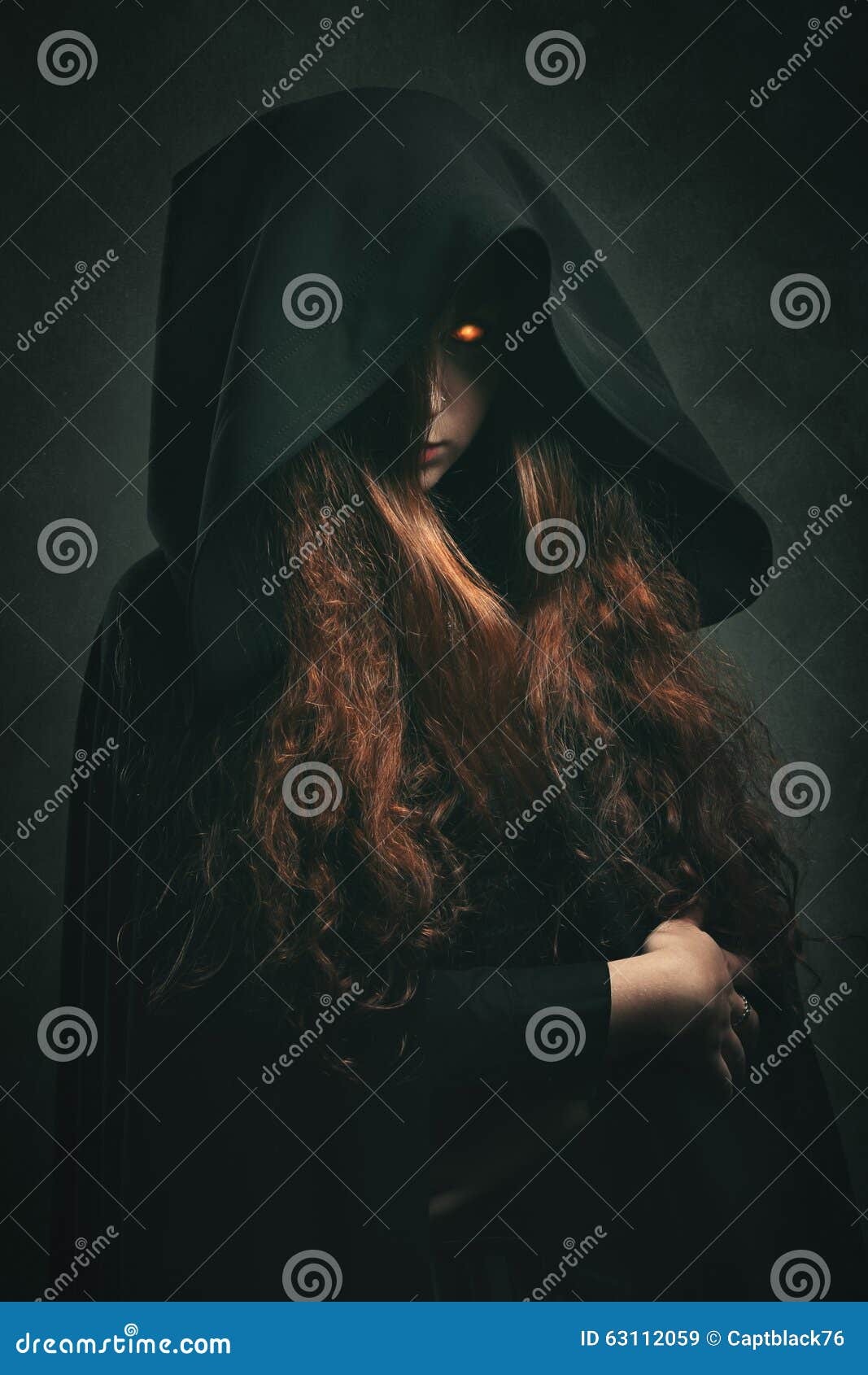 Fire witch with black robe stock image. Image of fantasy - 63112059