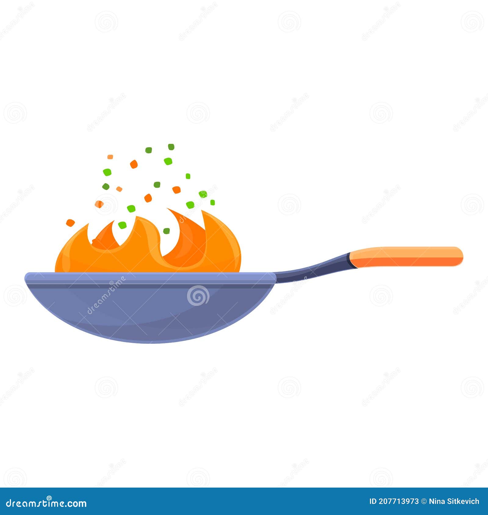 Fire Wok Pan Icon, Cartoon Style Stock Illustration - Illustration of ...