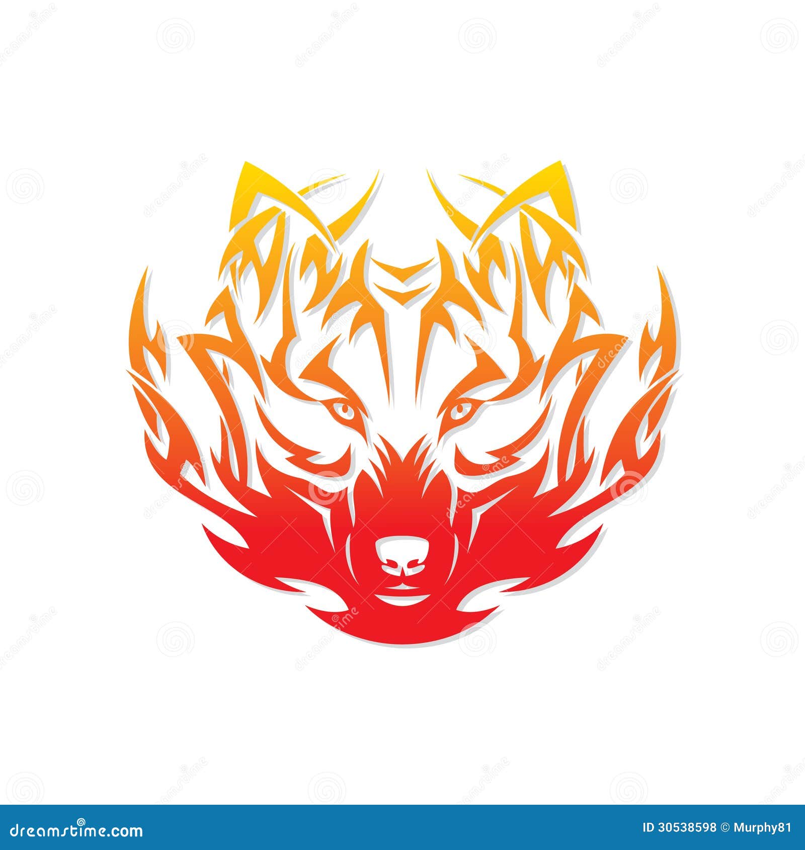 Fire Wolf Head Isolated On Black Background Cartoon Vector ...