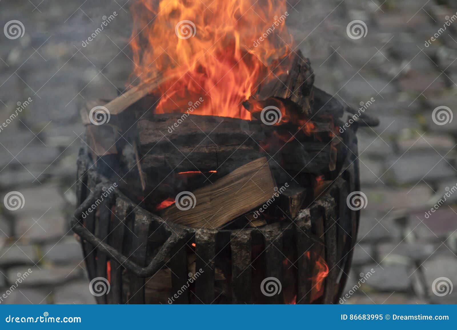 Fire wood in basket barrel stock image. Image of inferno - 86683995