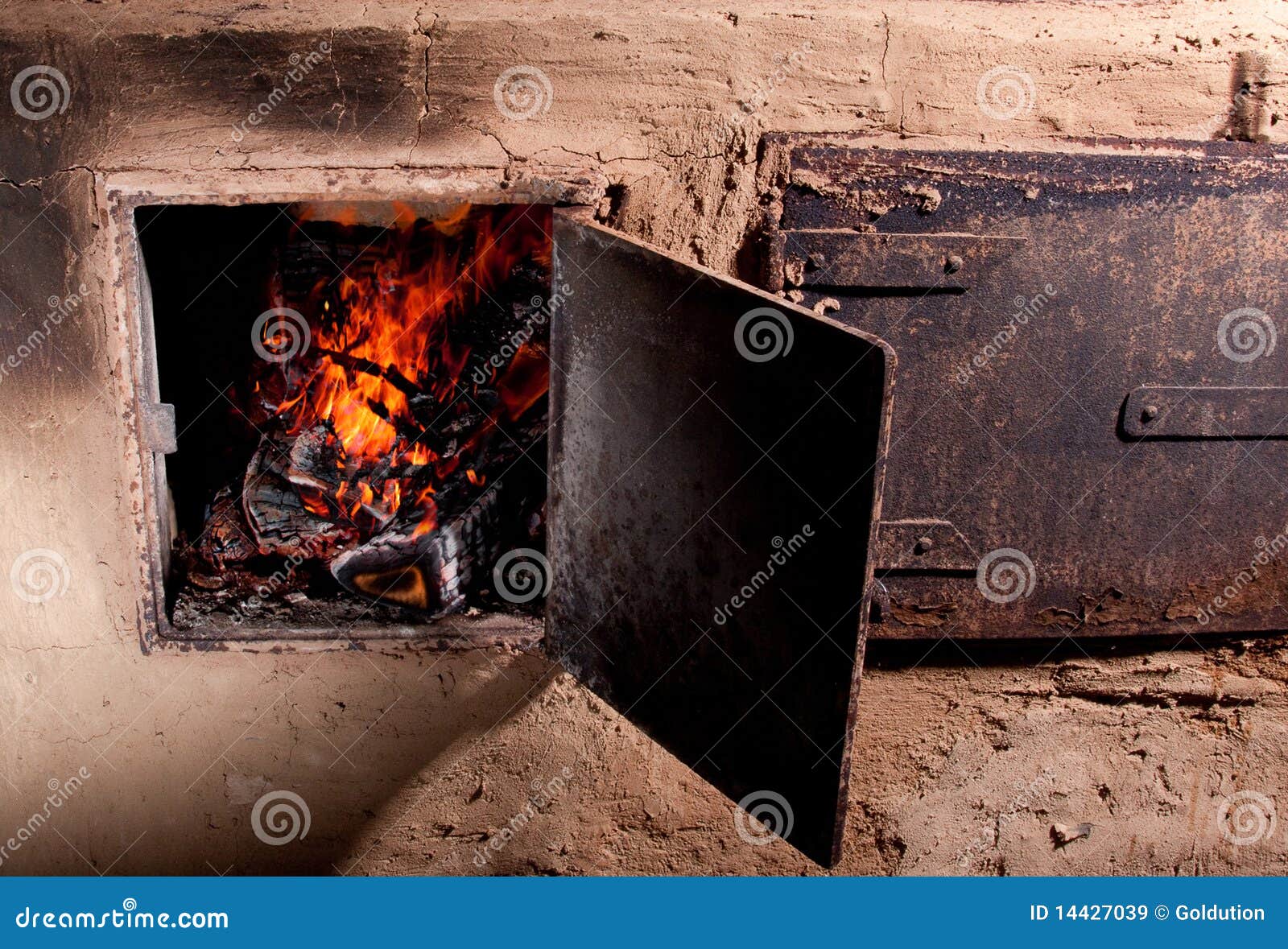 Fire in a Wood Burning Stove Stock Image - Image of beverage, metal ...