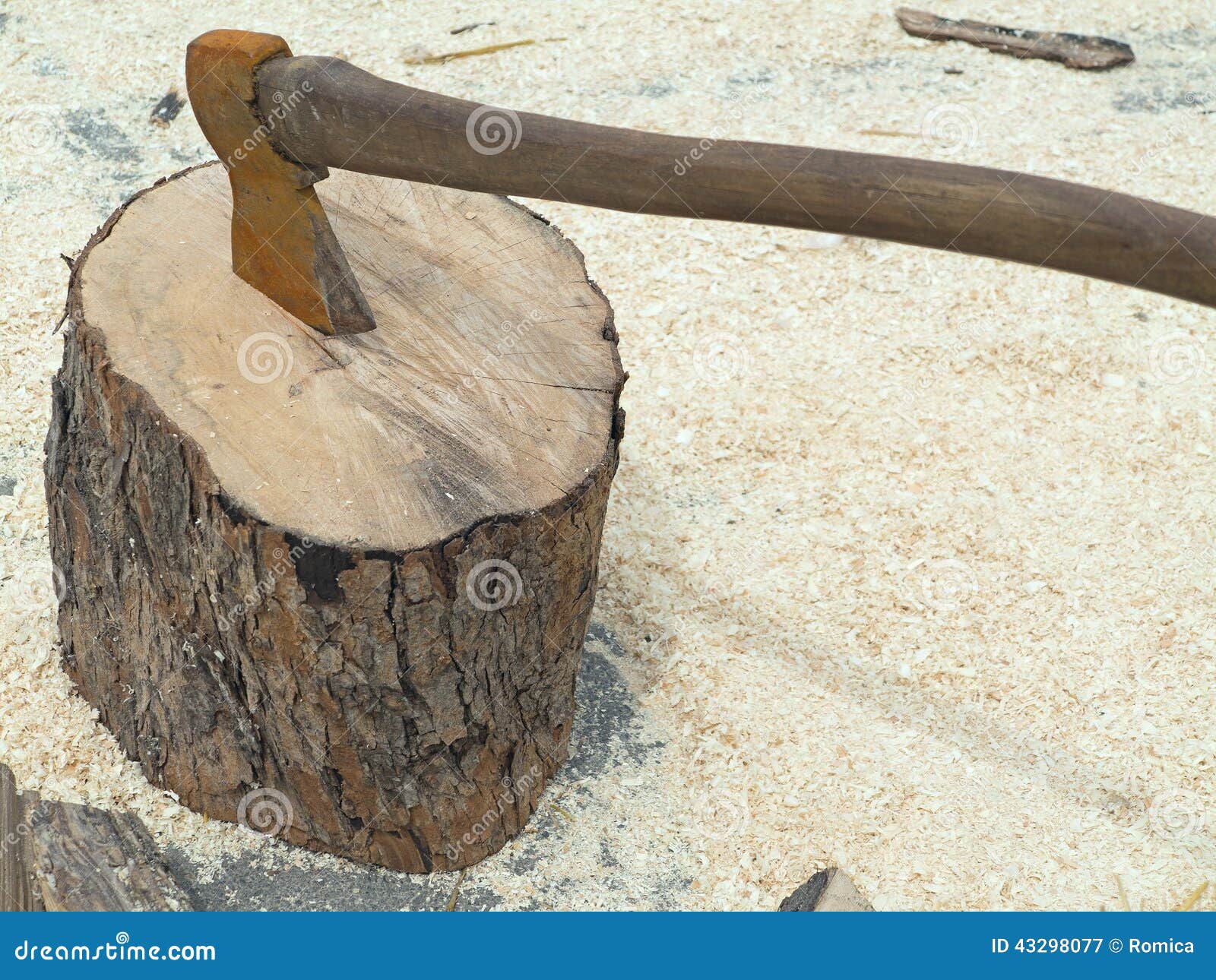 Fire Wood Log and Old Rusty Axe Stock Image - Image of pile, handle ...