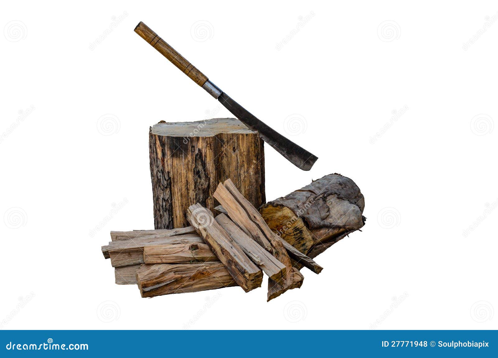 Fire Wood and Old Big Knife Stock Photo - Image of lumber, elements ...