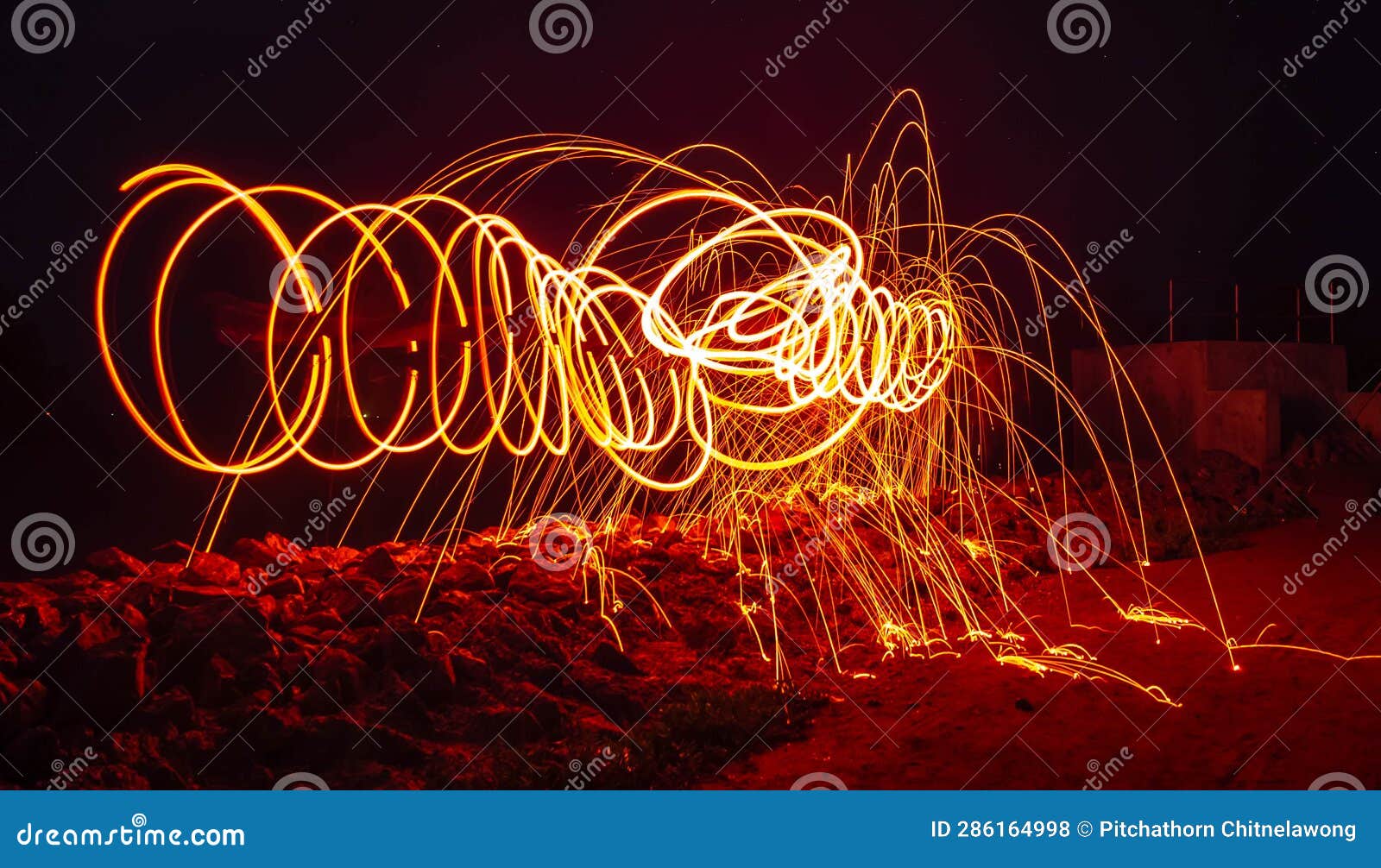 Fire Work Man Made with Special Technique Long Exposure and Flaring ...