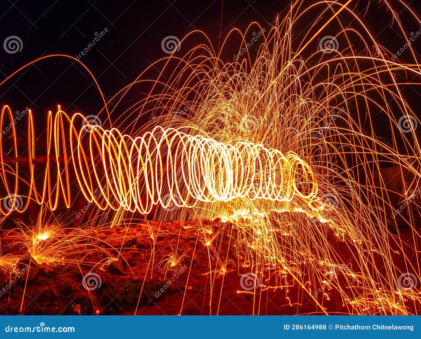 Fire Work Man Made with Special Technique Long Exposure and Flaring ...