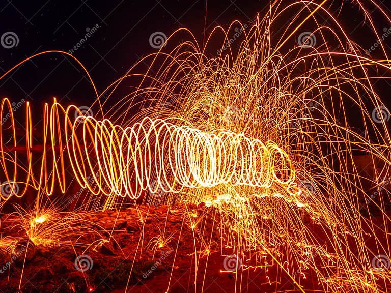 Fire Work Man Made with Special Technique Long Exposure and Flaring ...