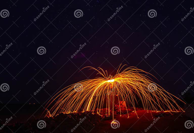 Fire Work Man Made with Special Technique Long Exposure and Flaring ...