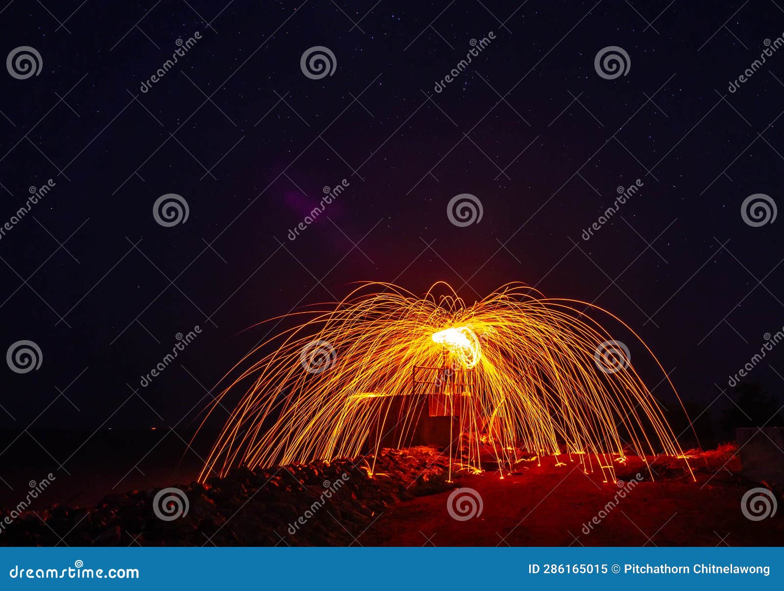 Fire Work Man Made with Special Technique Long Exposure and Flaring ...