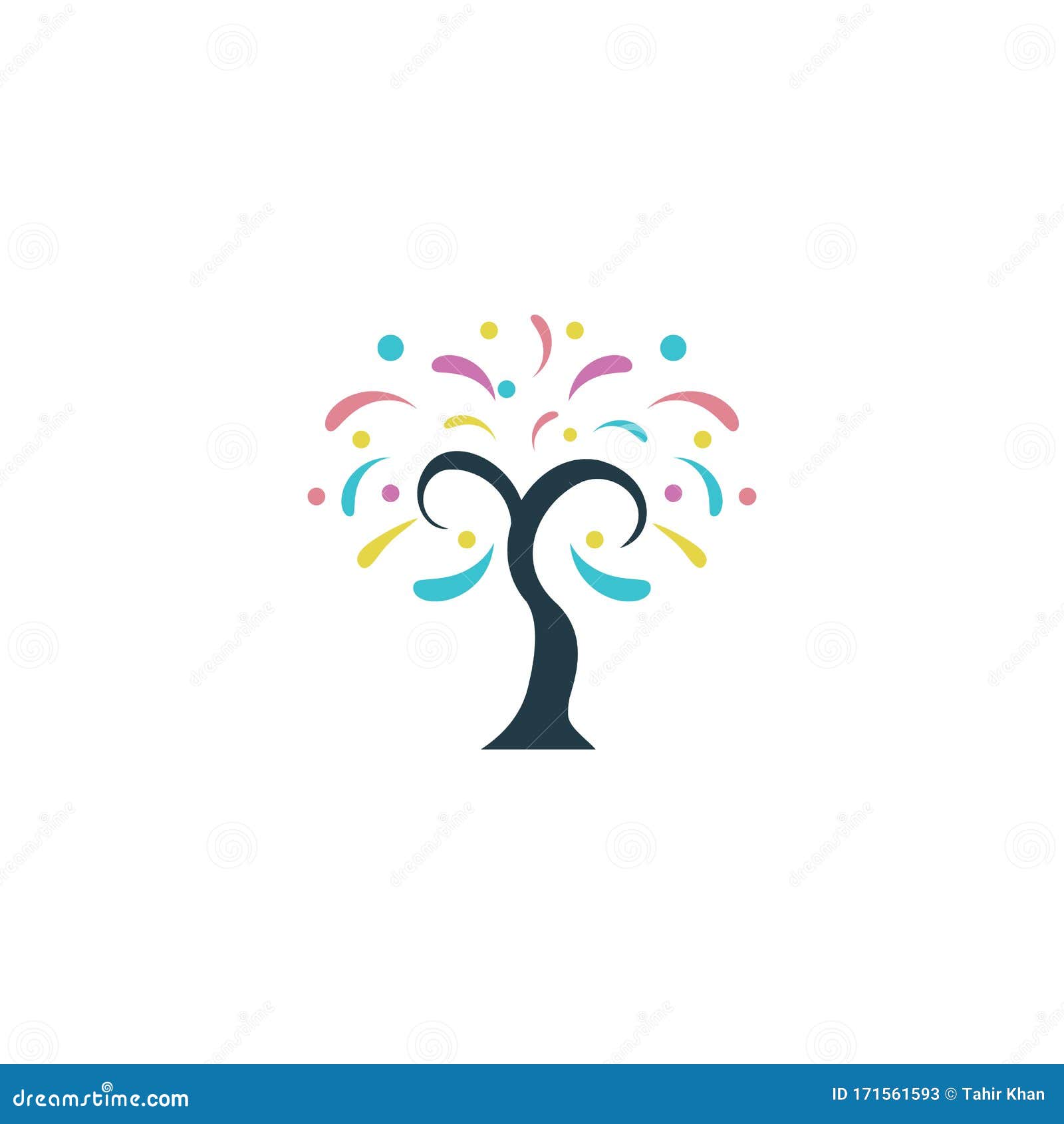 Colorful Tree Vector Logo Design. Stock Illustration - Illustration of ...