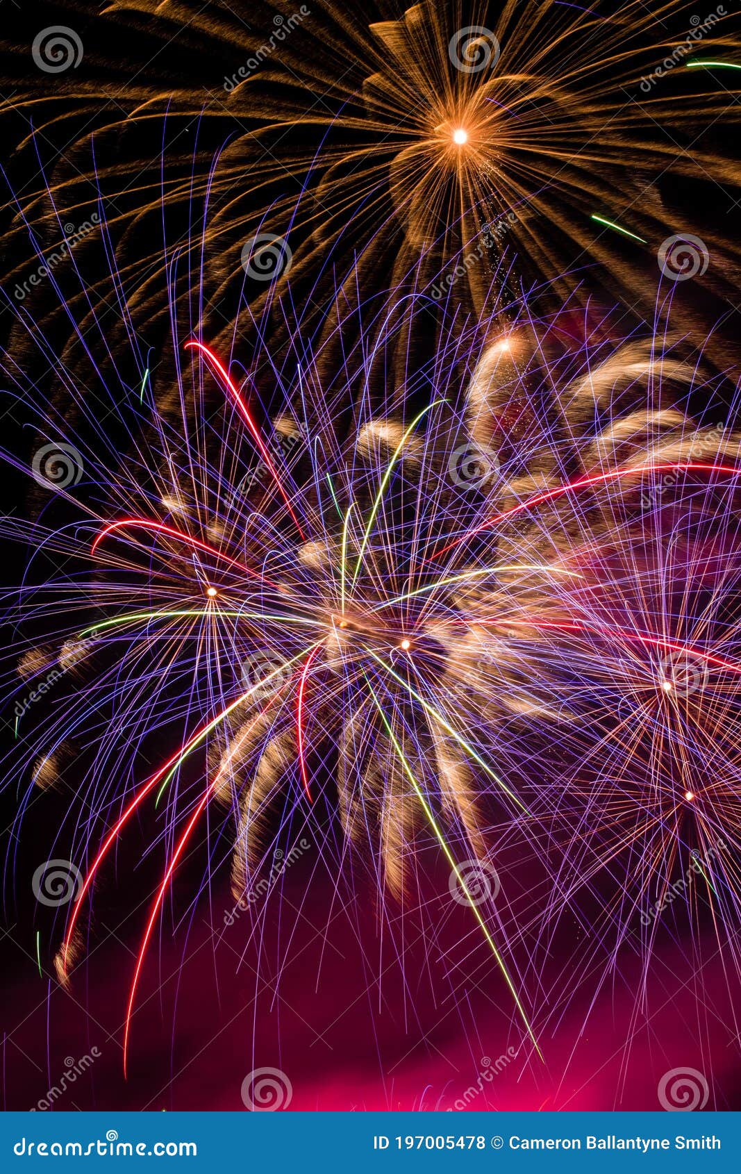 Fire Works in the Night Sky Stock Photo - Image of holiday, colour ...