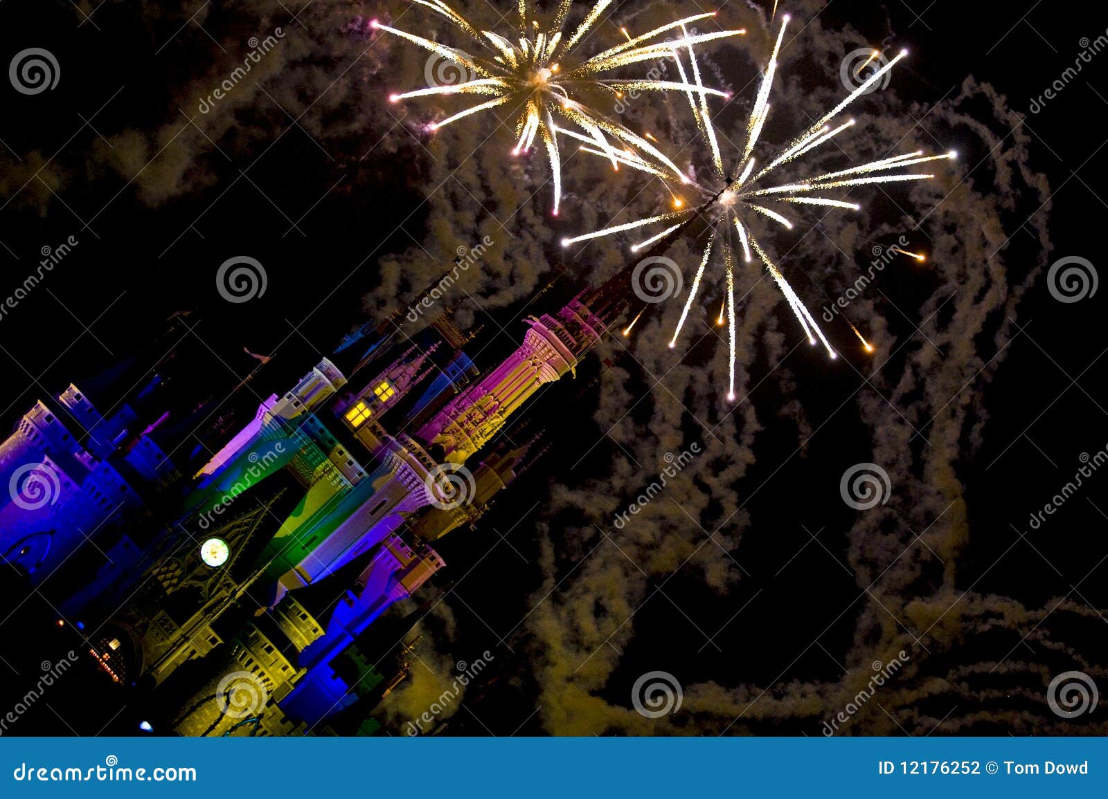 Fire Works Over Disney Castle Editorial Photography - Image of kingdom ...
