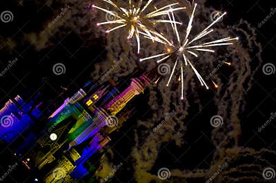 Fire Works Over Disney Castle Editorial Photography - Image of kingdom ...