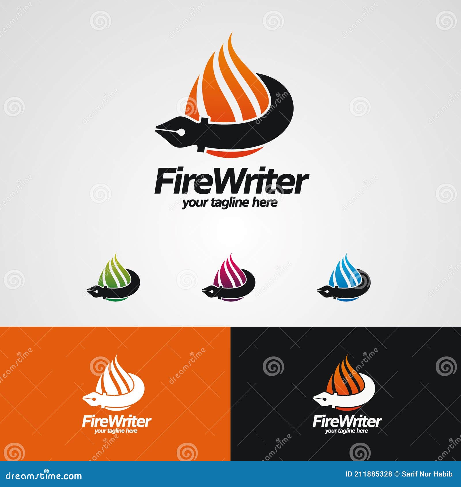 Fire Writer Logo Designs Template Stock Vector - Illustration of heat ...