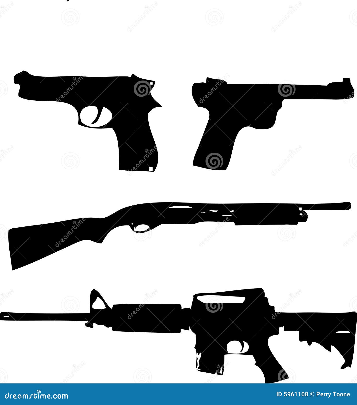 Firearm silhouettes stock vector. Illustration of shotgun - 5961108