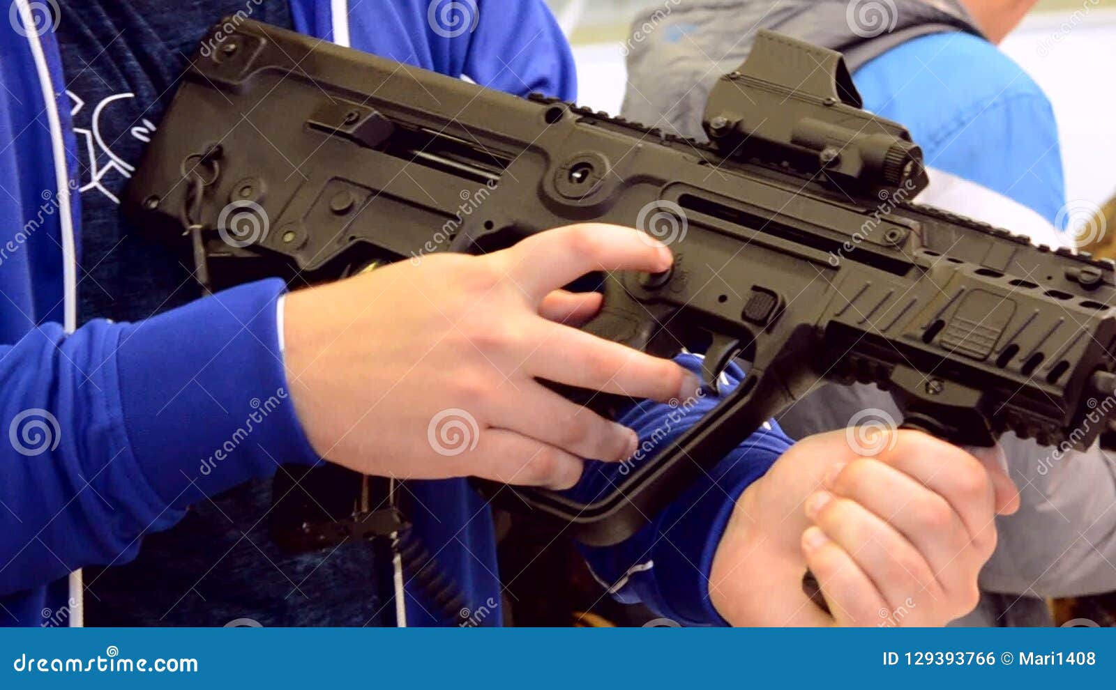 Firearms Gun Submachine Sniper Rifle Close-up. Stock Footage - Video of ...