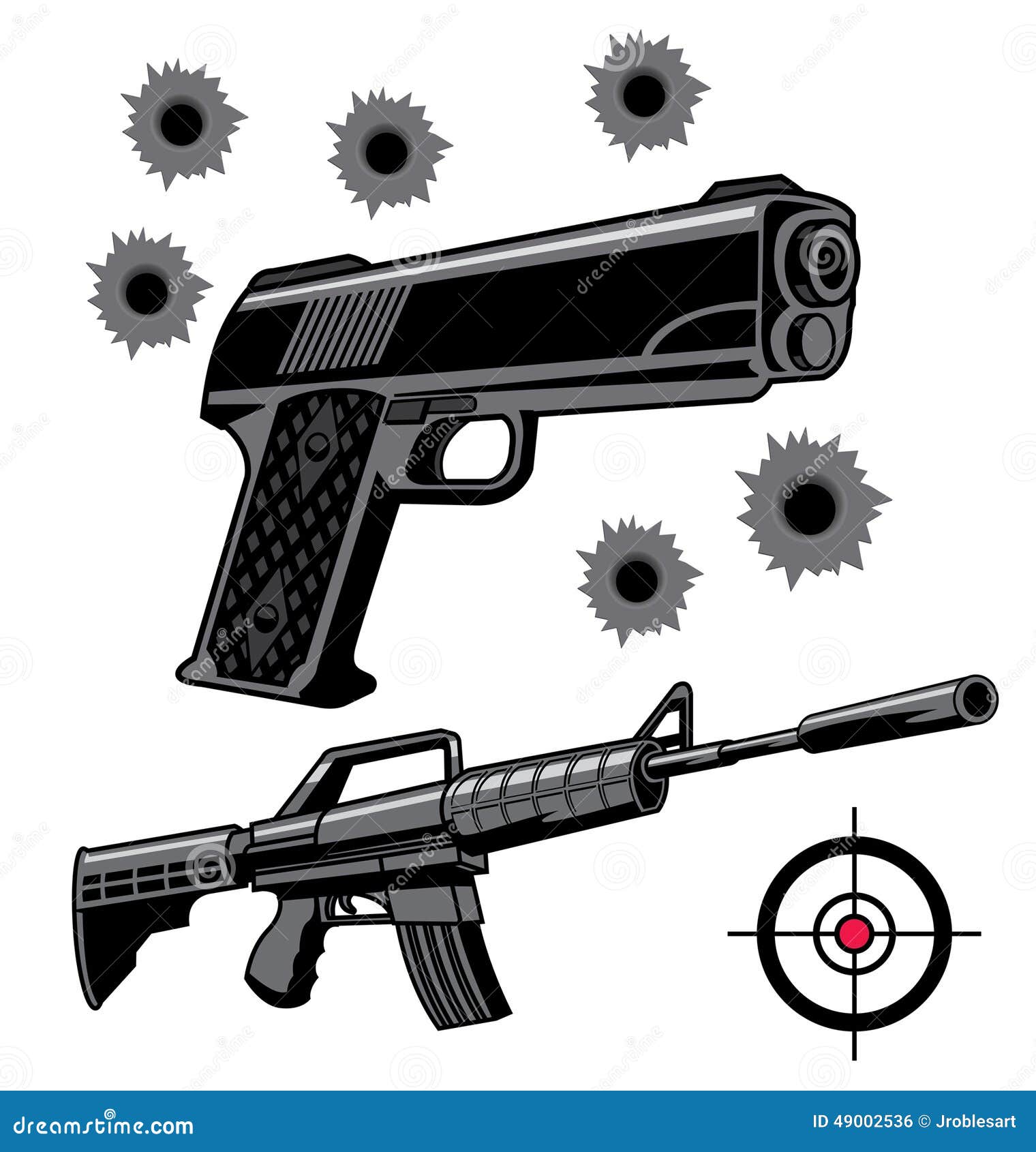 Firearms Weapons And Guns Black Stickers Vector Illustration ...
