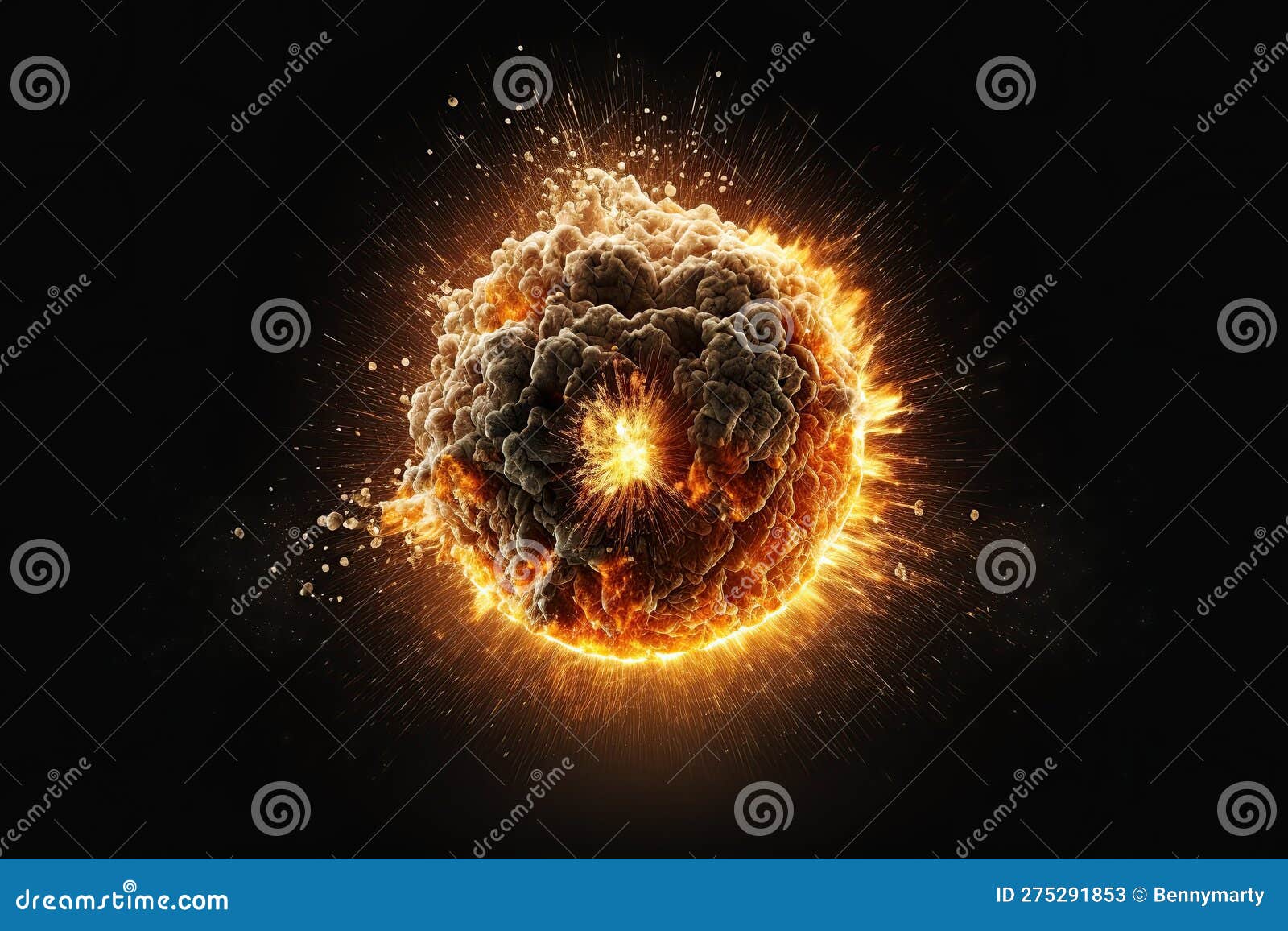 Explosion Fireball on Black Stock Illustration - Illustration of ...